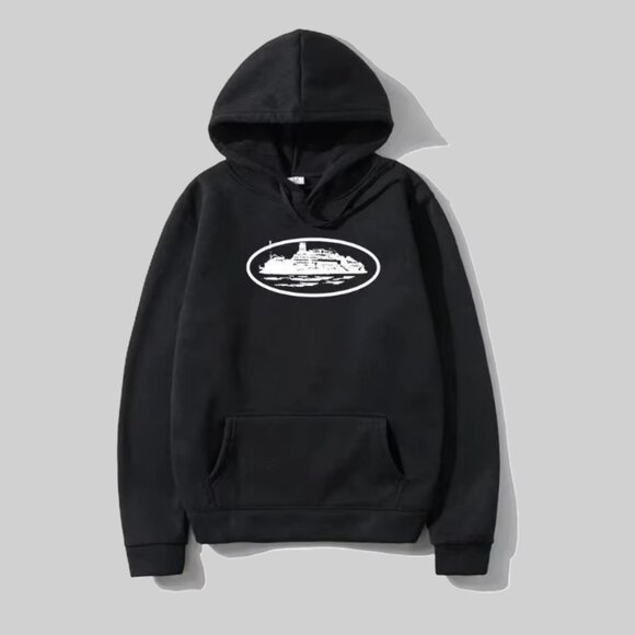 Shirts | Black Graphic Hoodie White Boatyacht Oval Logo Pullover | Poshmark